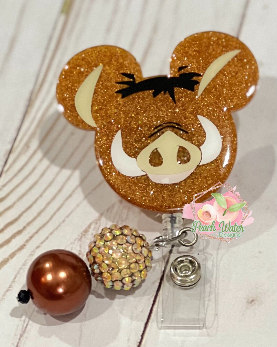 Pumbaa Badge Reel Mouse Head Teacher Lanyard Nurse - Etsy