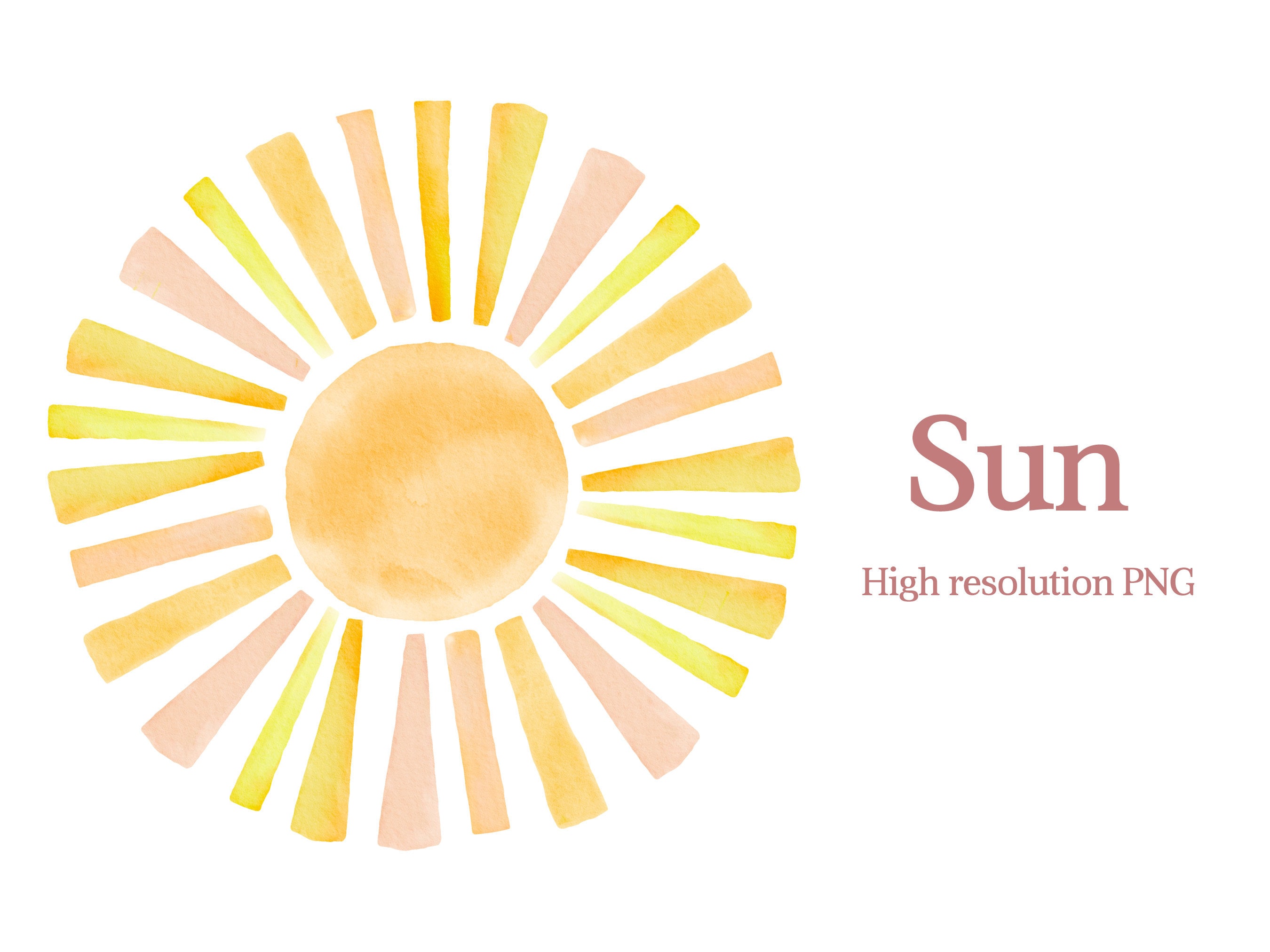 Watercolour Sun PNG Clipart Hand Painted Watercolour Sun - Etsy Australia