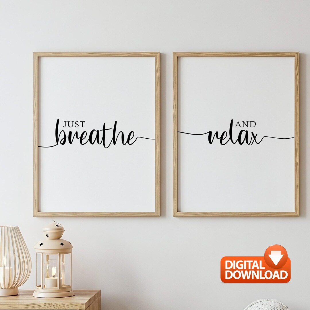 Just Breathe and Relax Print, Yoga Poster, Instant Download, Meditation ...