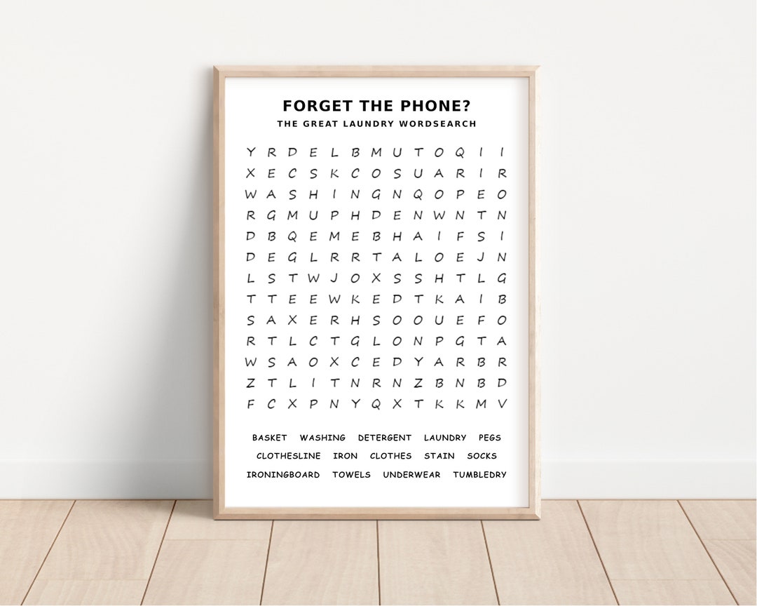 Laundry Wordsearch Print Minimalist Wall Hanging Art Poster Utility Laundry Wordsearch Print Minimalist Wall Hanging Art Poster Utility