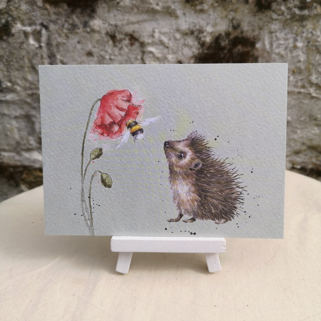 Wrendale Hedgehog Postcard busy as a Bee - Etsy