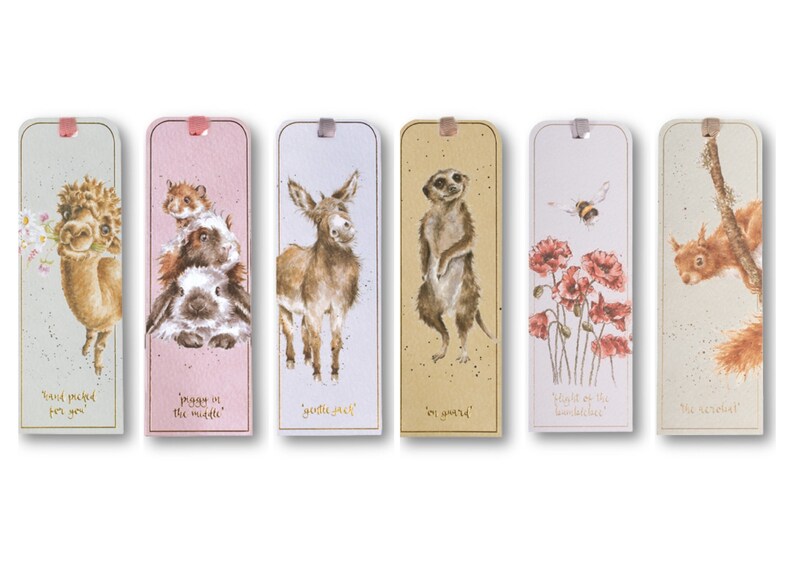 Wrendale Bookmarks 6 Animal Designs Gold Foil and Ribbon - Etsy UK