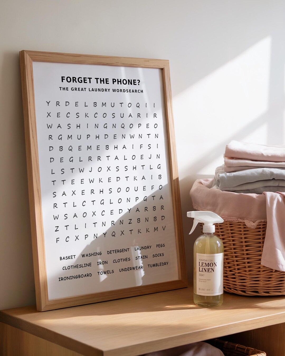 Laundry Word Search Wall Print, Utility Room Minimalist Wall Art, A4 A5 ...