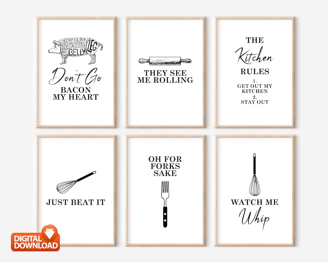 Fun Kitchen Prints, Digital Download, Home Wall Art, Print Yourself ...