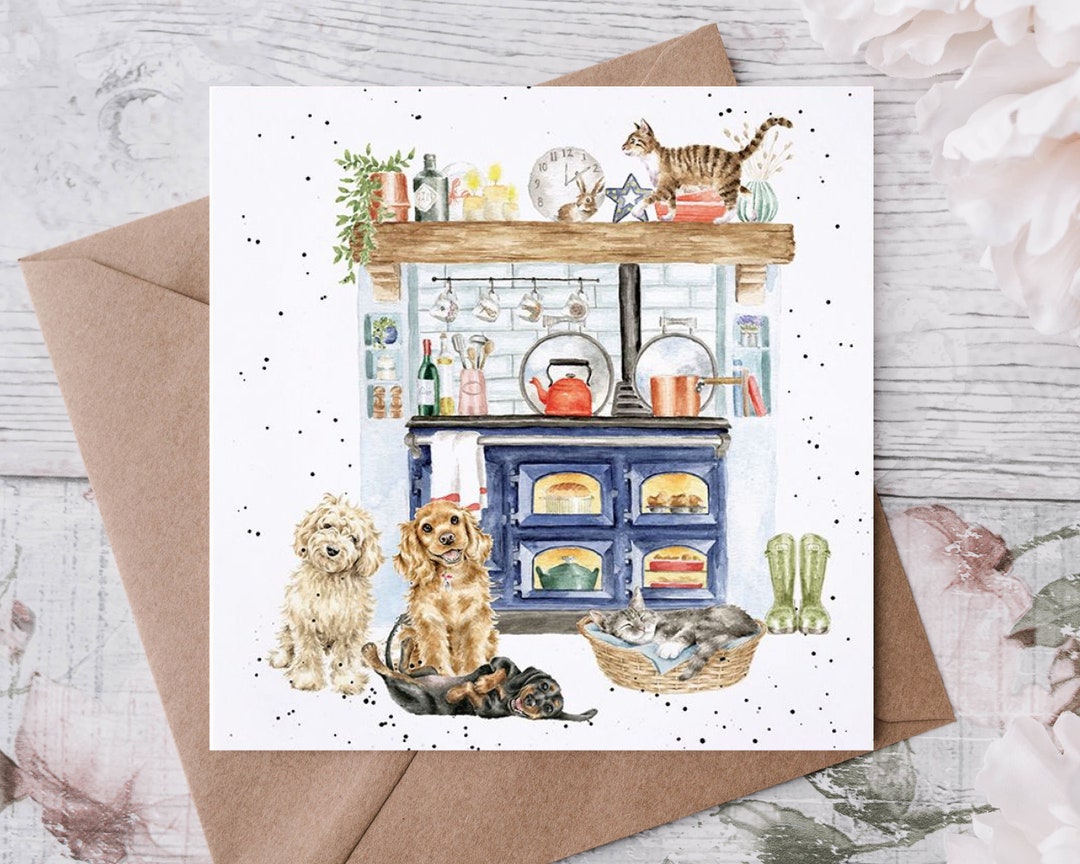 Wrendale Dog and Cat Blank Card country Kitchen a - Etsy