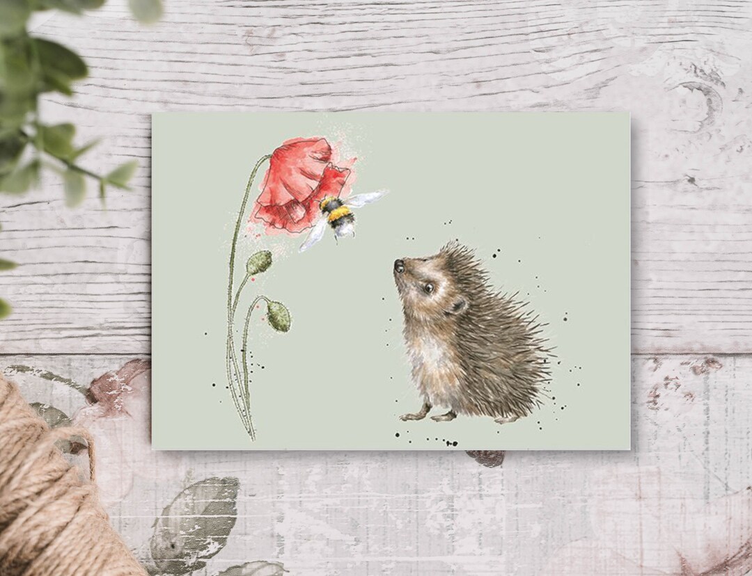 Wrendale Hedgehog Postcard busy as a Bee - Etsy