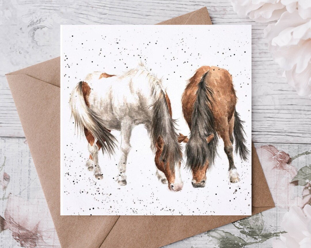 Wrendale Horse Blank Card stable Mates Two Stunning Horses, Card for ...
