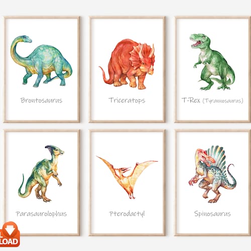 Set of 9 Dinosaur Prints Dinosaur Wall Art Kids Decor - Etsy