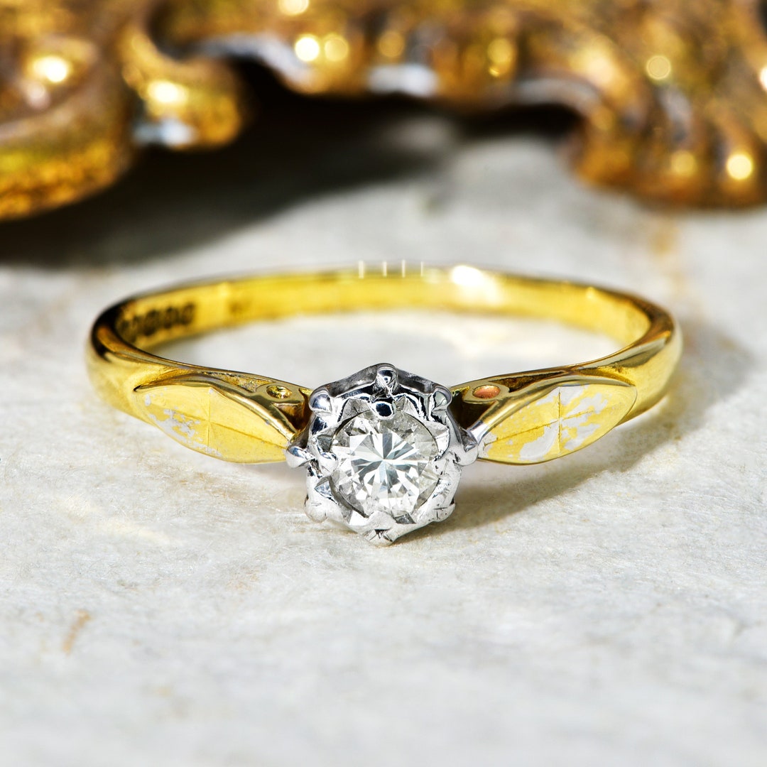 The Vintage Starlight Brilliant Cut Solitaire Diamond Ring - Etsy