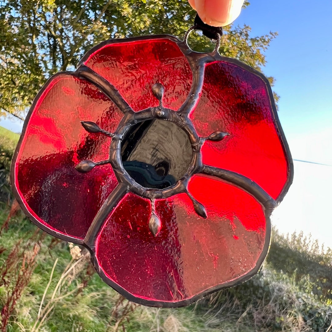 Stained Glass Poppy Suncatcher … Remembrance Poppy - Etsy UK