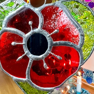 Stained Glass Poppy Heart Suncatcher … Remembrance Poppy - Etsy UK