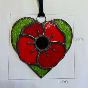Stained Glass Poppy Heart Suncatcher … Remembrance Poppy - Etsy UK