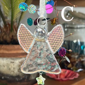 Gorgeous Stained Glass Angel Suncatcher With Small Glass Prism ...