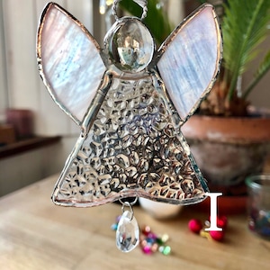 Gorgeous Stained Glass Angel Suncatcher With Small Glass Prism ...