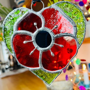 Stained Glass Poppy Heart Suncatcher … Remembrance Poppy - Etsy UK
