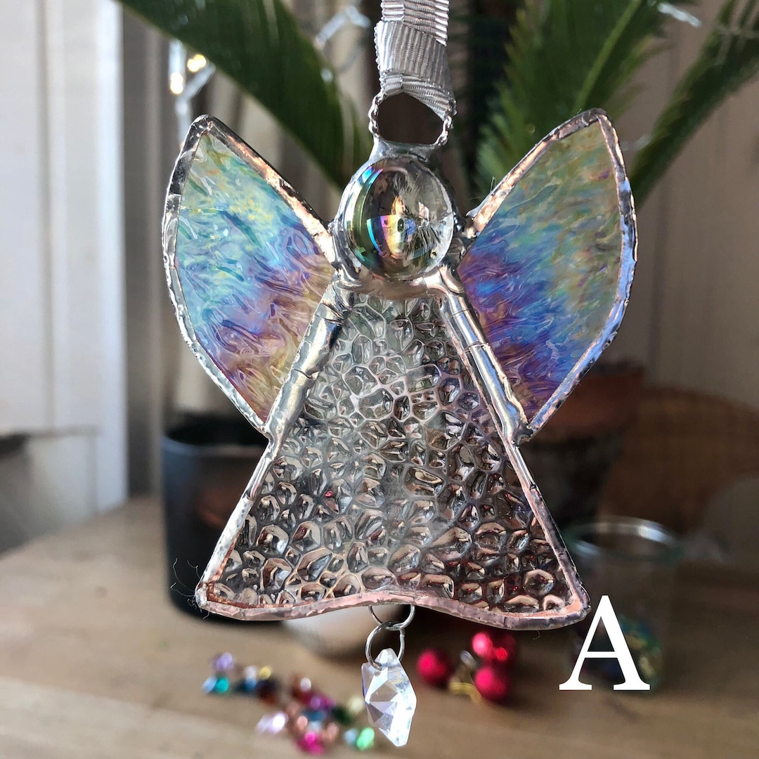 Gorgeous Stained Glass Angel Suncatcher With Small Glass Prism ...