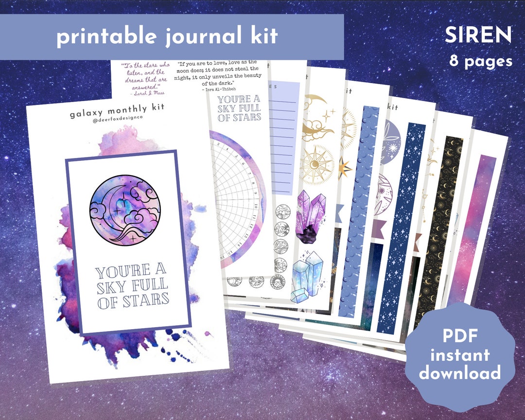 GALAXY Monthly Printable Sticker Kit Journal Kit Celestial, Stars ...