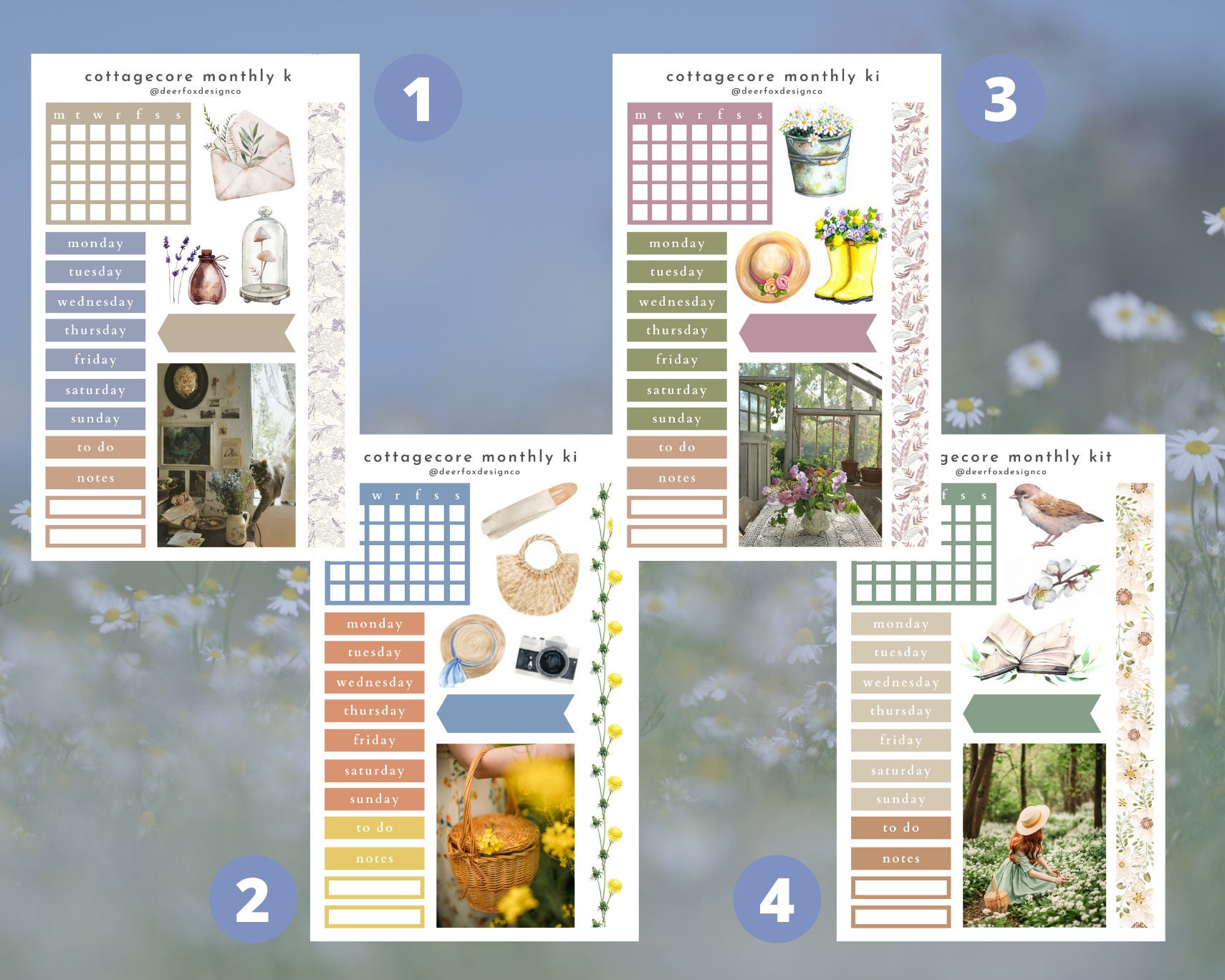 COTTAGECORE Monthly Printable Sticker Kit Printable Journal Kit Cottage ...