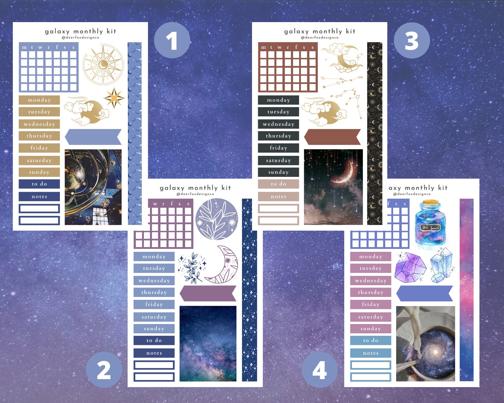GALAXY Monthly Printable Sticker Kit Journal Kit Celestial, Stars ...