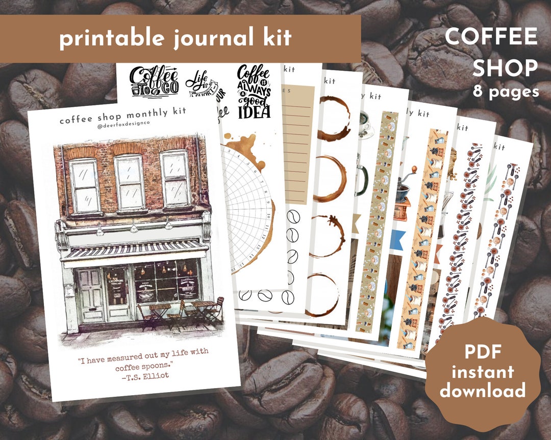 COFFEE SHOP Monthly Themed Sticker Kit Printable Journal Kit Coffee ...