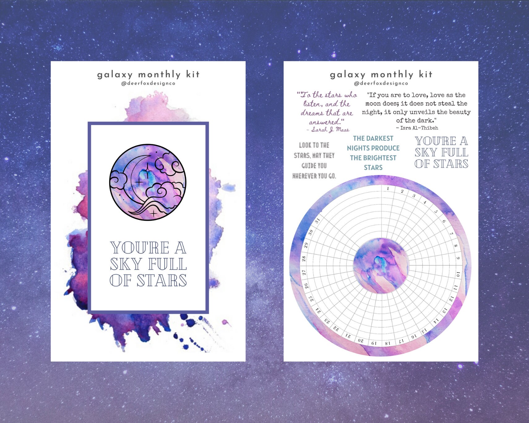 GALAXY Monthly Printable Sticker Kit Journal Kit Celestial, Stars ...