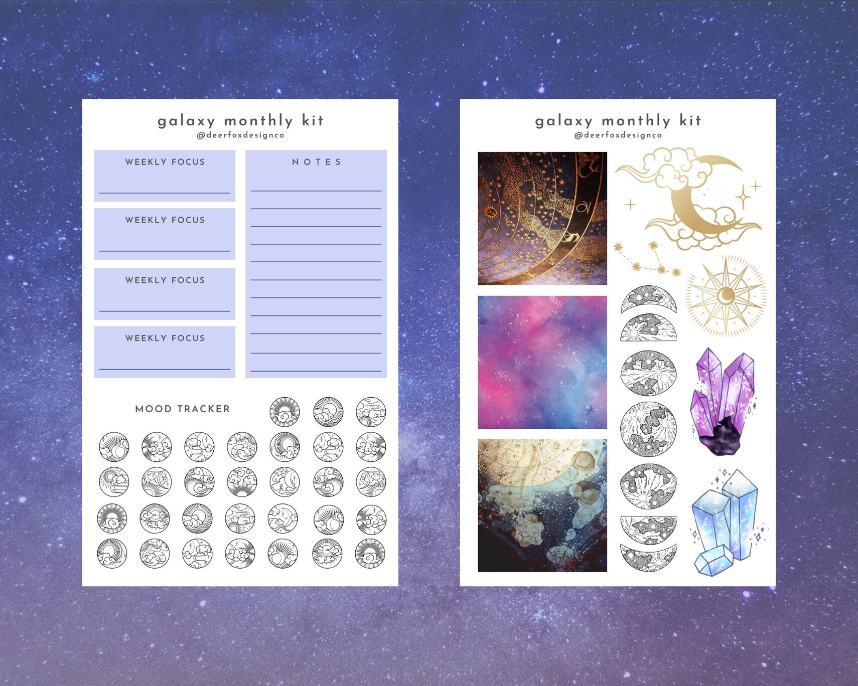 GALAXY Monthly Printable Sticker Kit Journal Kit Celestial, Stars ...