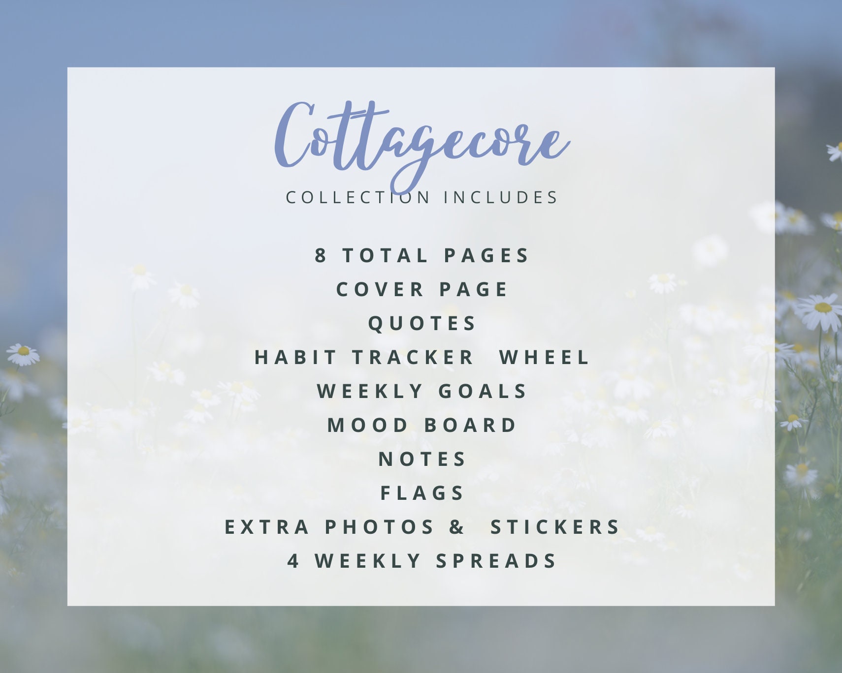 COTTAGECORE Monthly Printable Sticker Kit Printable Journal Kit Cottage ...