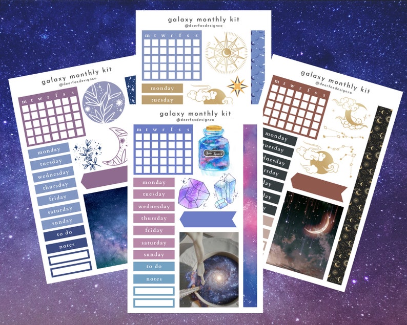 GALAXY Monthly Printable Sticker Kit Journal Kit Celestial, Stars ...