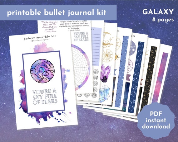 GALAXY Monthly Printable Sticker Kit Bullet Journal Kit - Etsy
