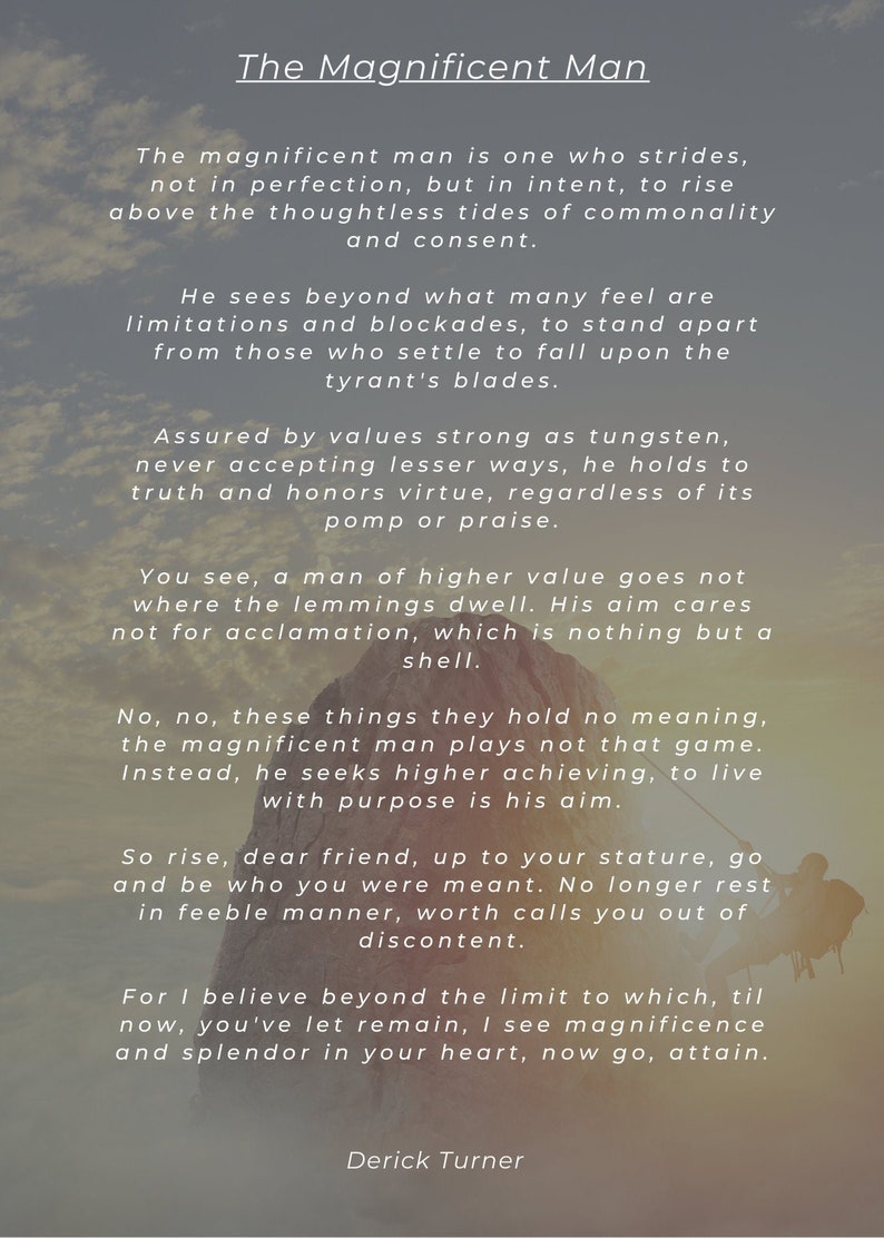 The Magnificent Man 5 X 7 Derick Turner Poem Digital Art Printable - Etsy