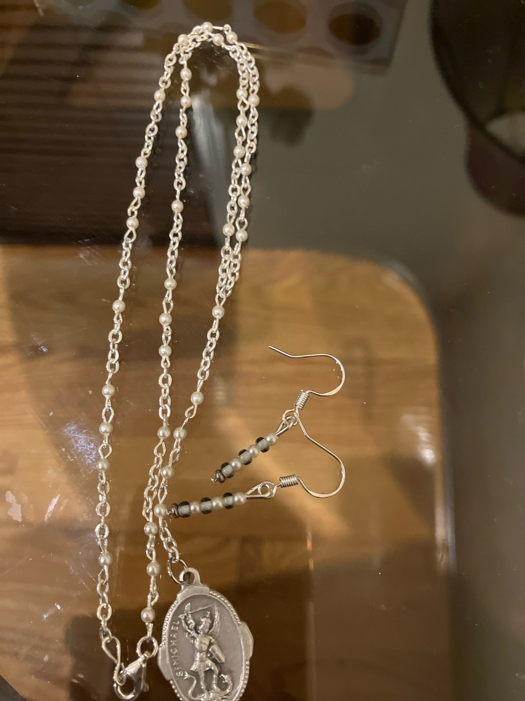 Tiny Culture Pearls St Michael Chaplet With Matching Earrings - Etsy