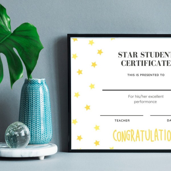 Star Student Certificate - Etsy