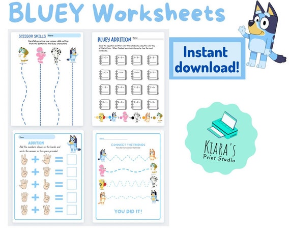 BLUEY WORKSHEETS PDF Set of 4 worksheets Instant Download | Etsy Österreich