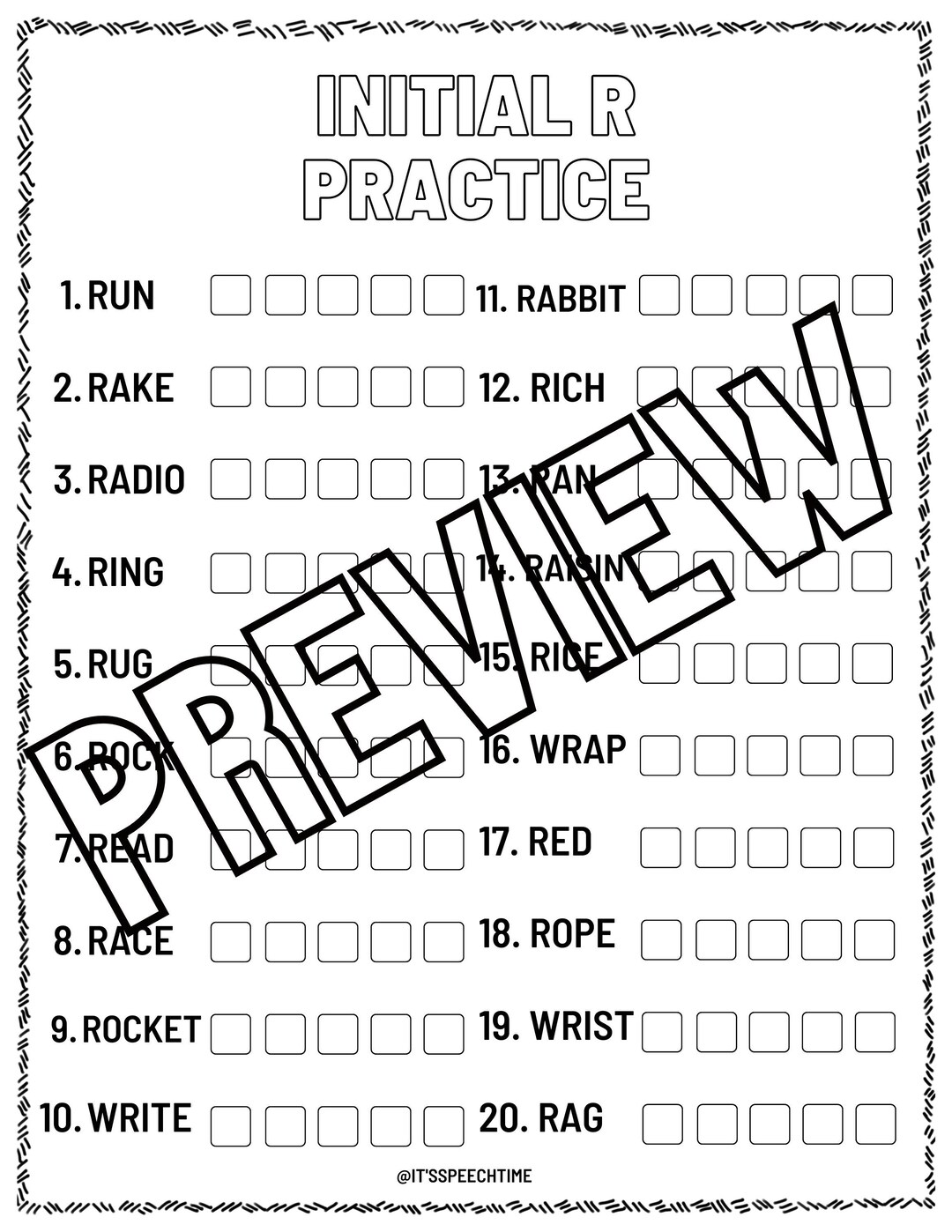 R Articulation Worksheet - Targeting "r" in the Initial, Middle, Final ...