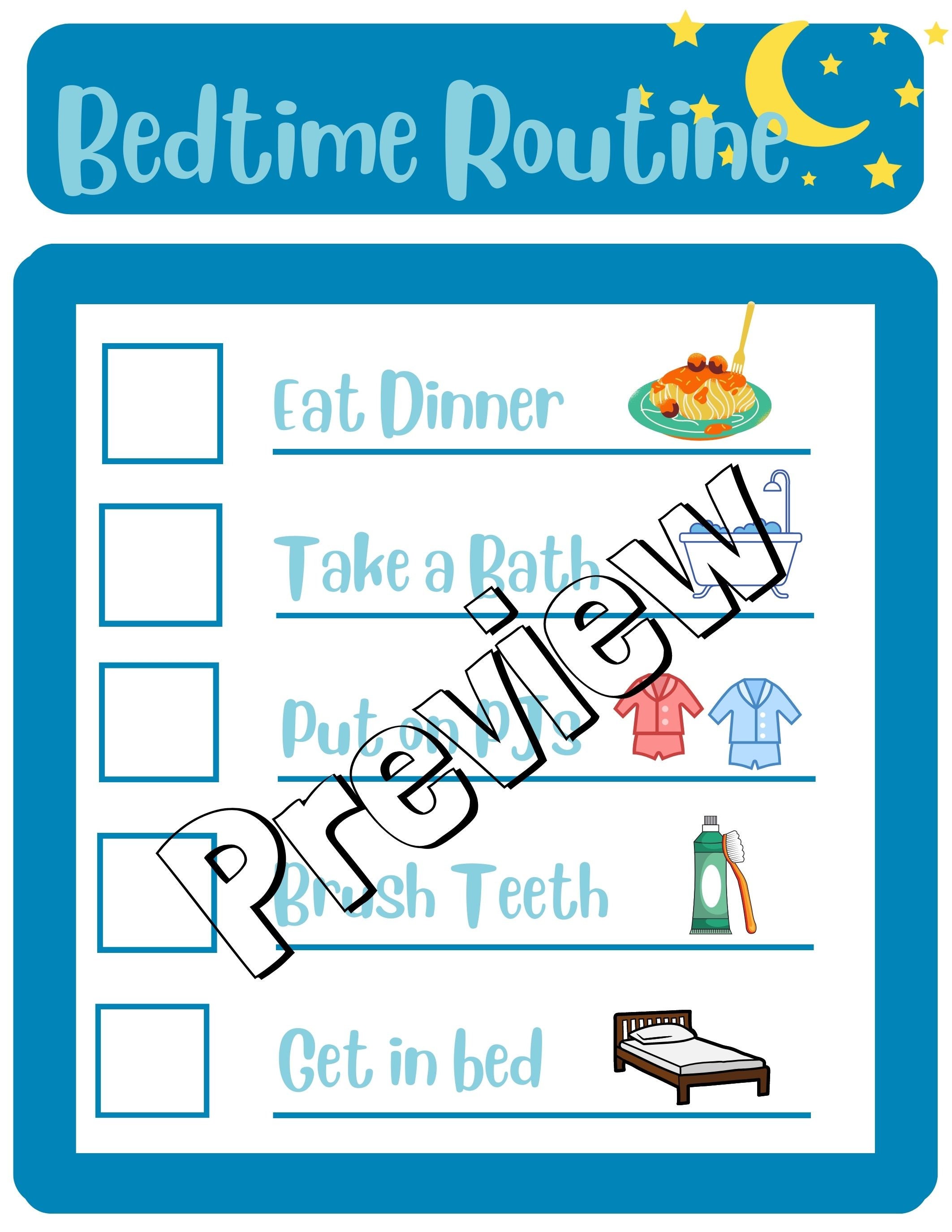 Morning and Bedtime Routine for Kids, Check List for Each Step of ...