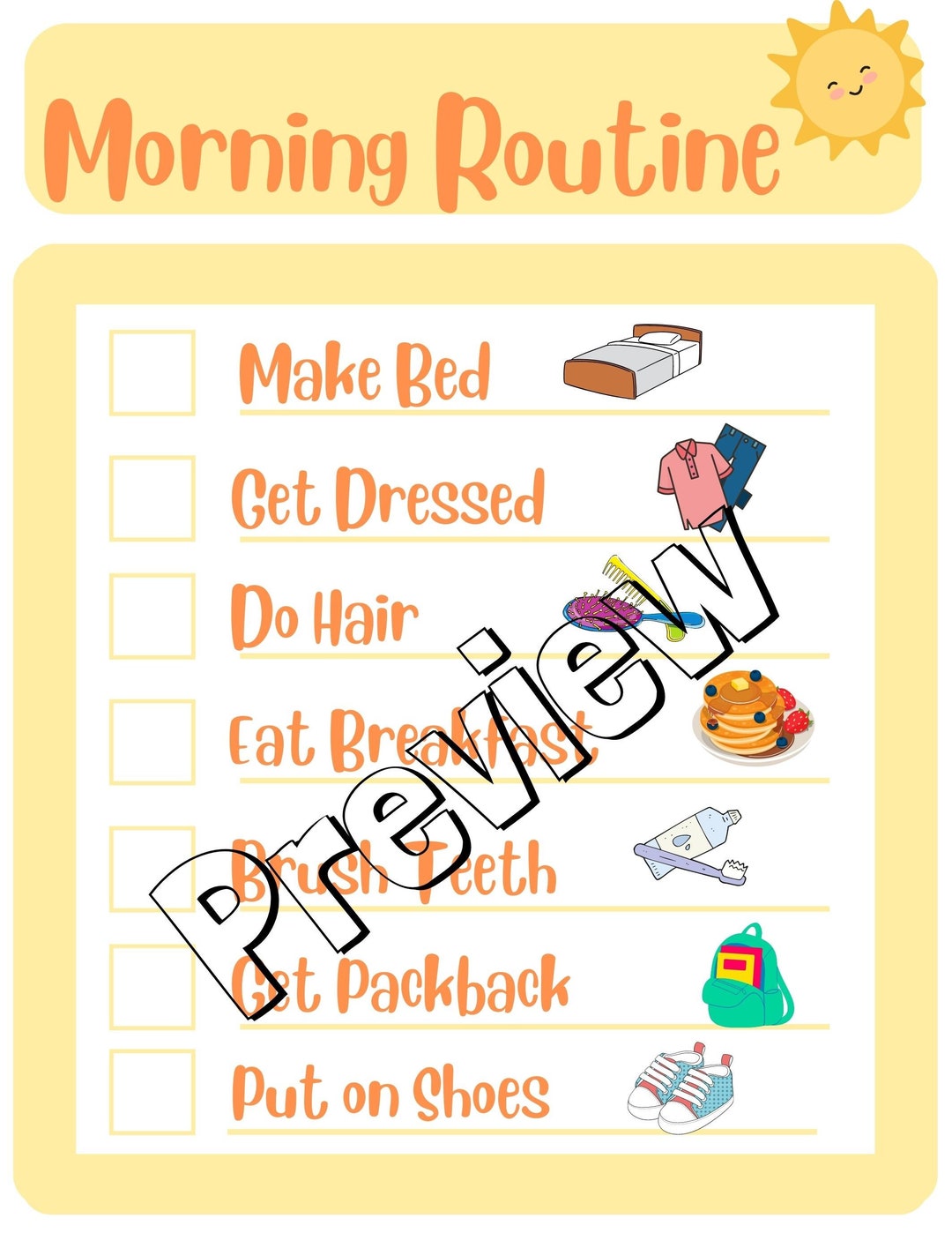 Morning and Bedtime Routine for Kids, Check List for Each Step of ...