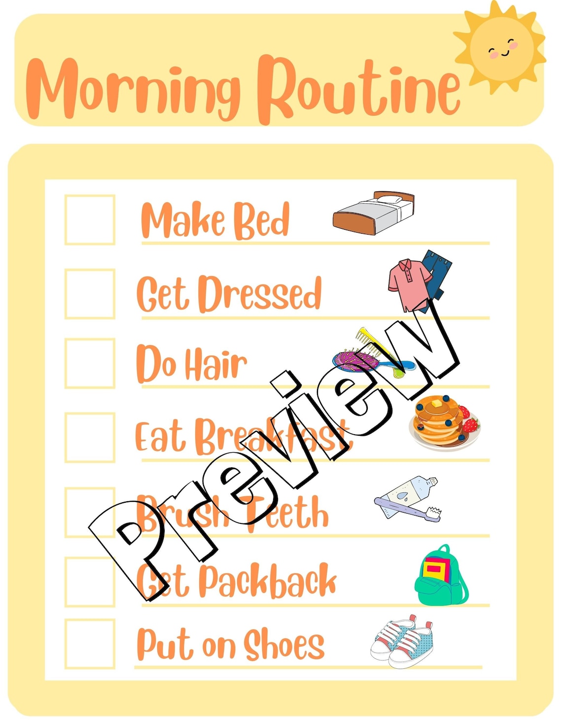 Morning and Bedtime Routine for Kids, Check List for Each Step of ...