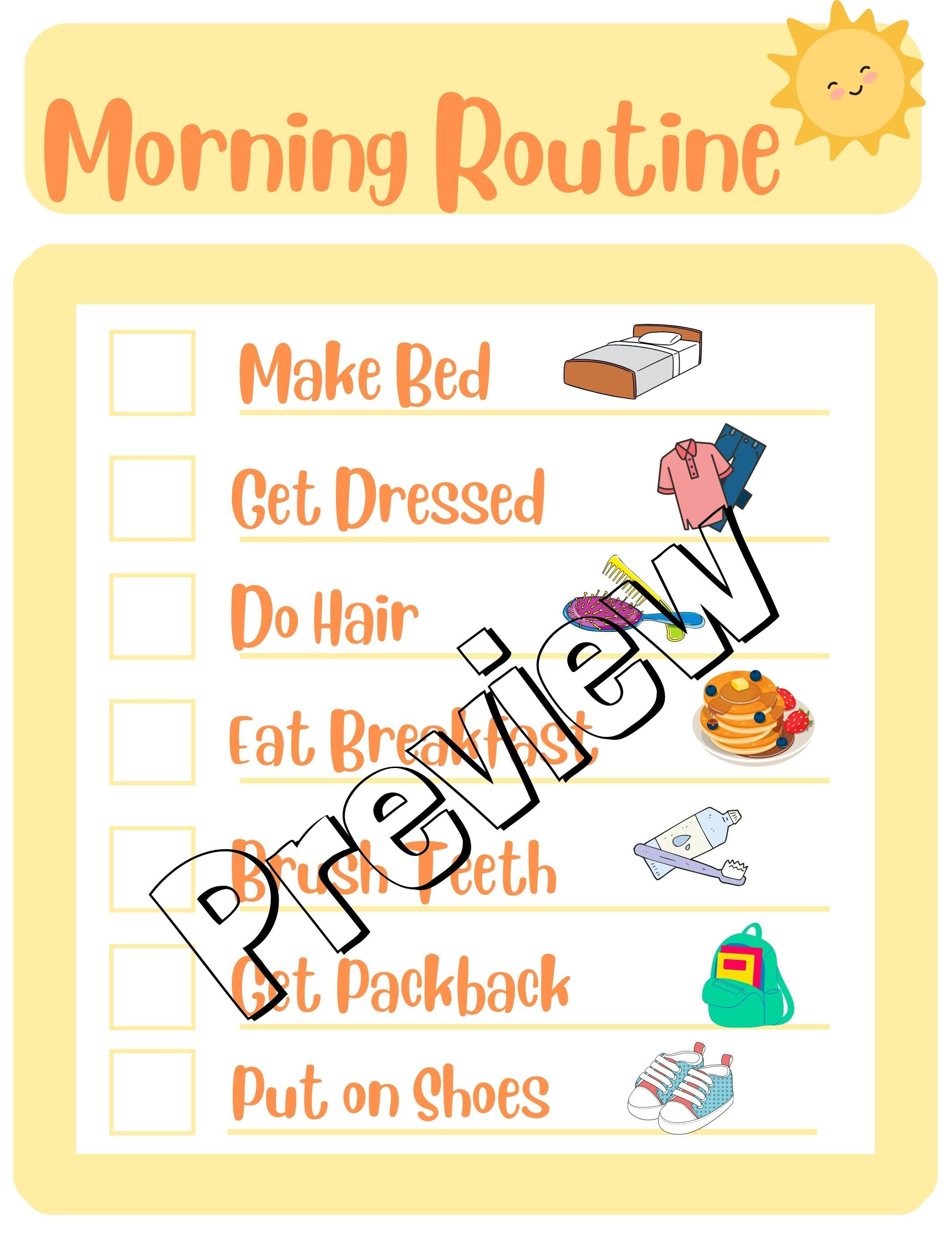 Morning and Bedtime Routine for Kids, Check List for Each Step of ...