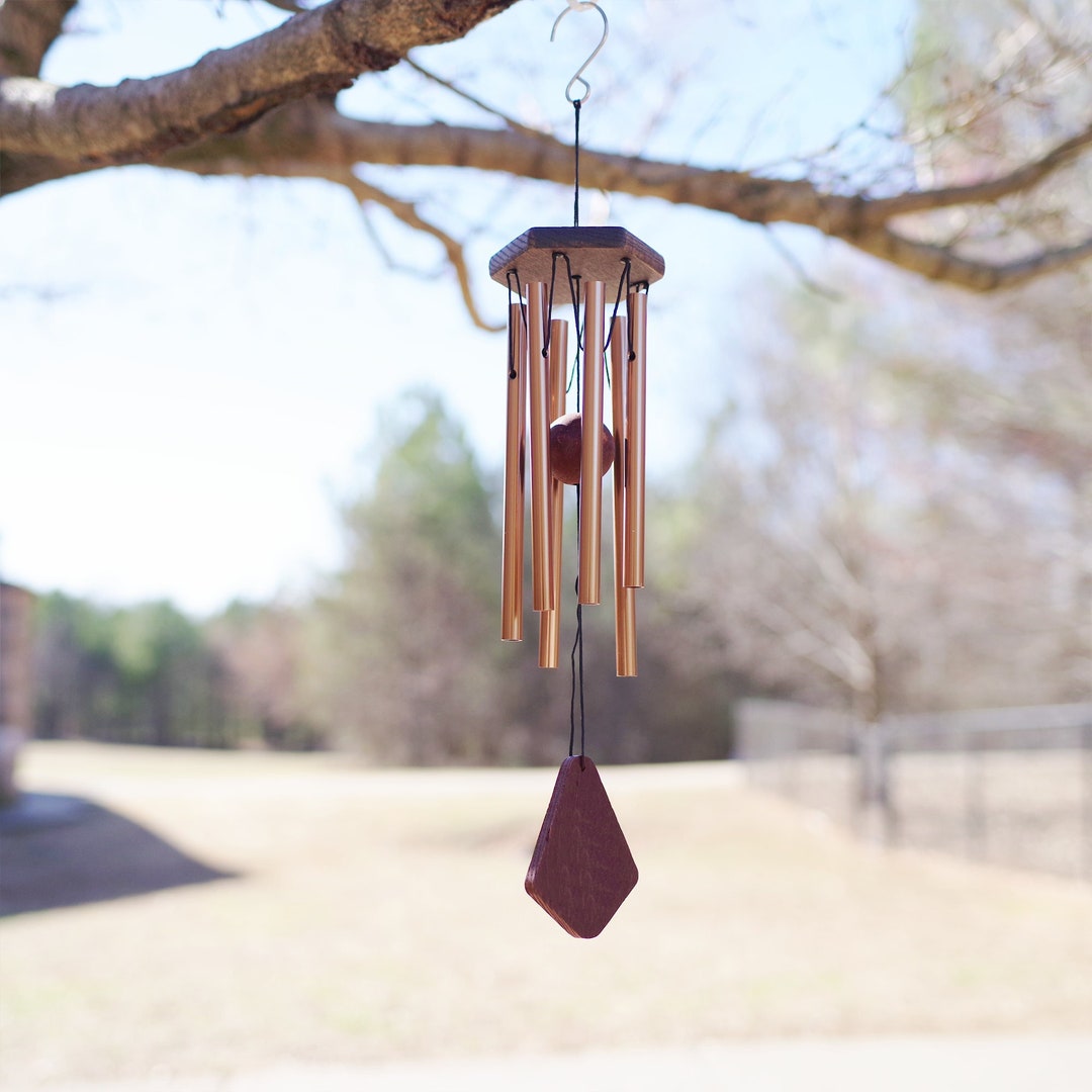 14inch Rose Gold Metal Wind Chimes for Outdoor, Garden, Sound Healing, Meditation, Memorial Wind ...