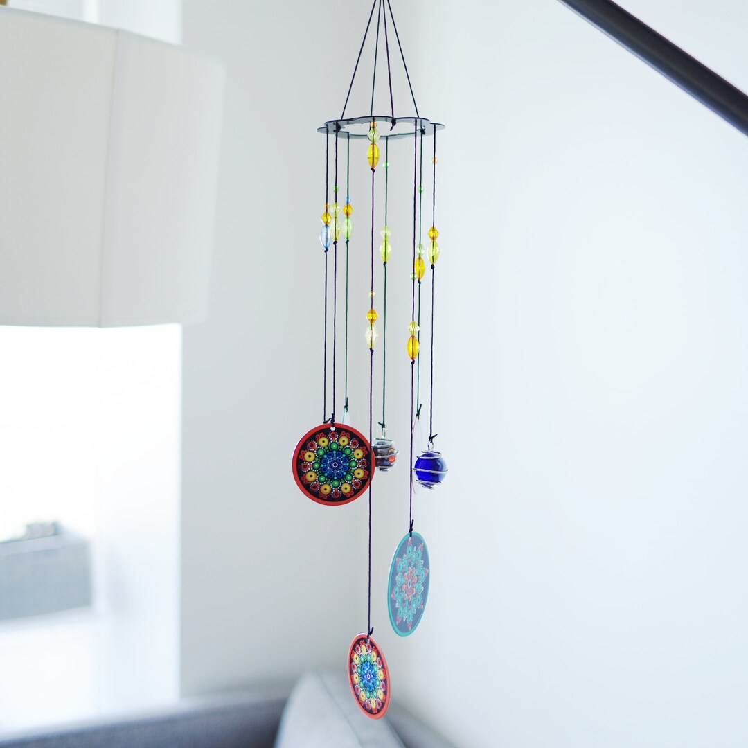 17" Mandala Metal Hanging Decor Wind Chimes Mandala Interior Art ...