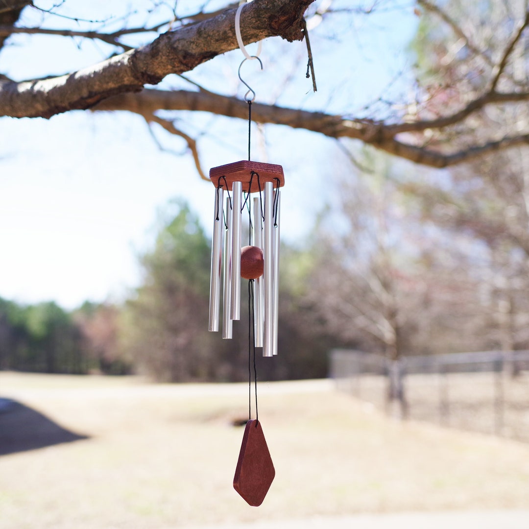 14inch Silver Metal Wind Chimes for Outdoor, Garden, Sound Healing, Meditation, Memorial Wind ...