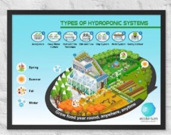 Types of Hydroponic Systems Poster 36 X 24 Inches Framed | Etsy
