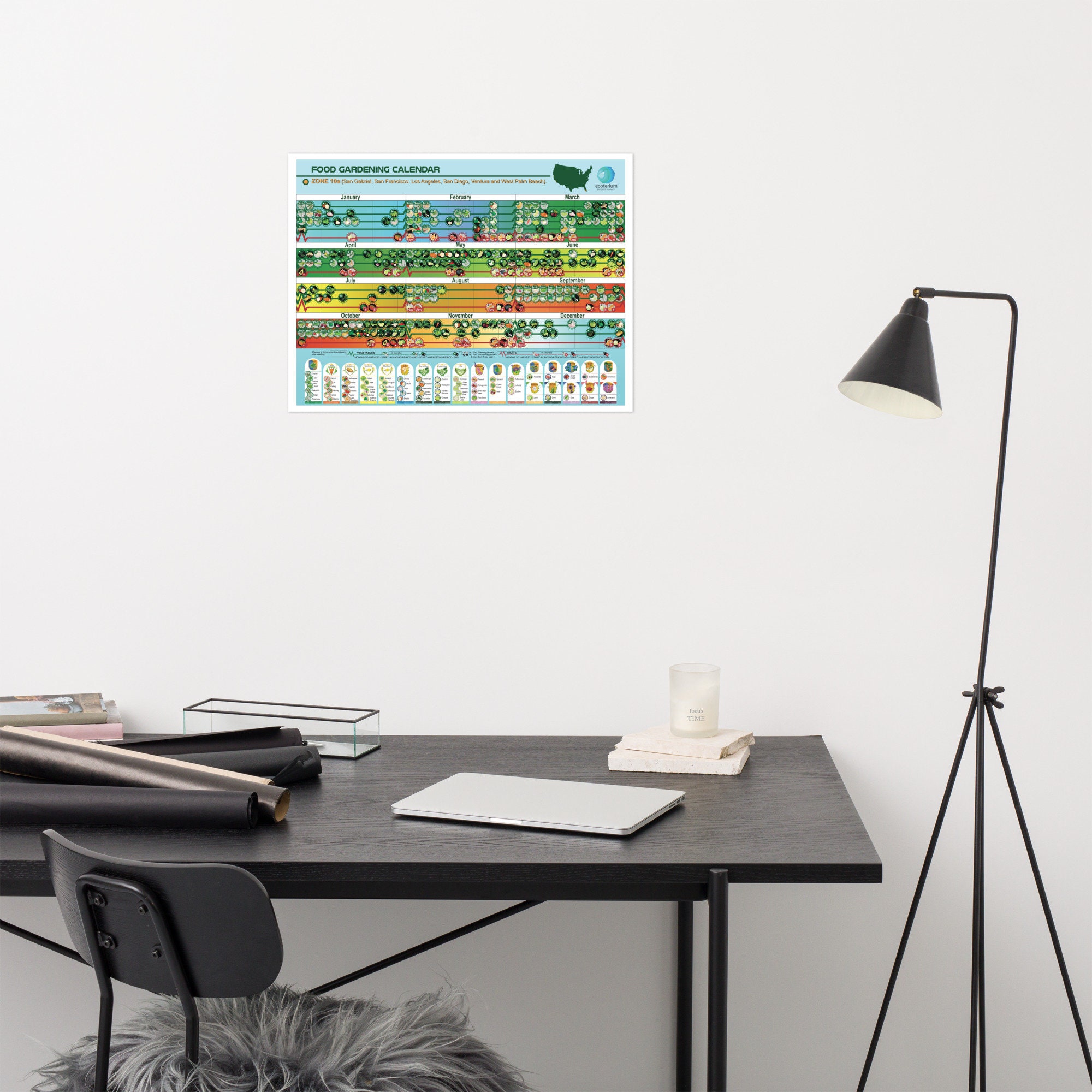 10a Zone Poster for Food Growing, 18x24 Inches, Unframed Print of Food ...