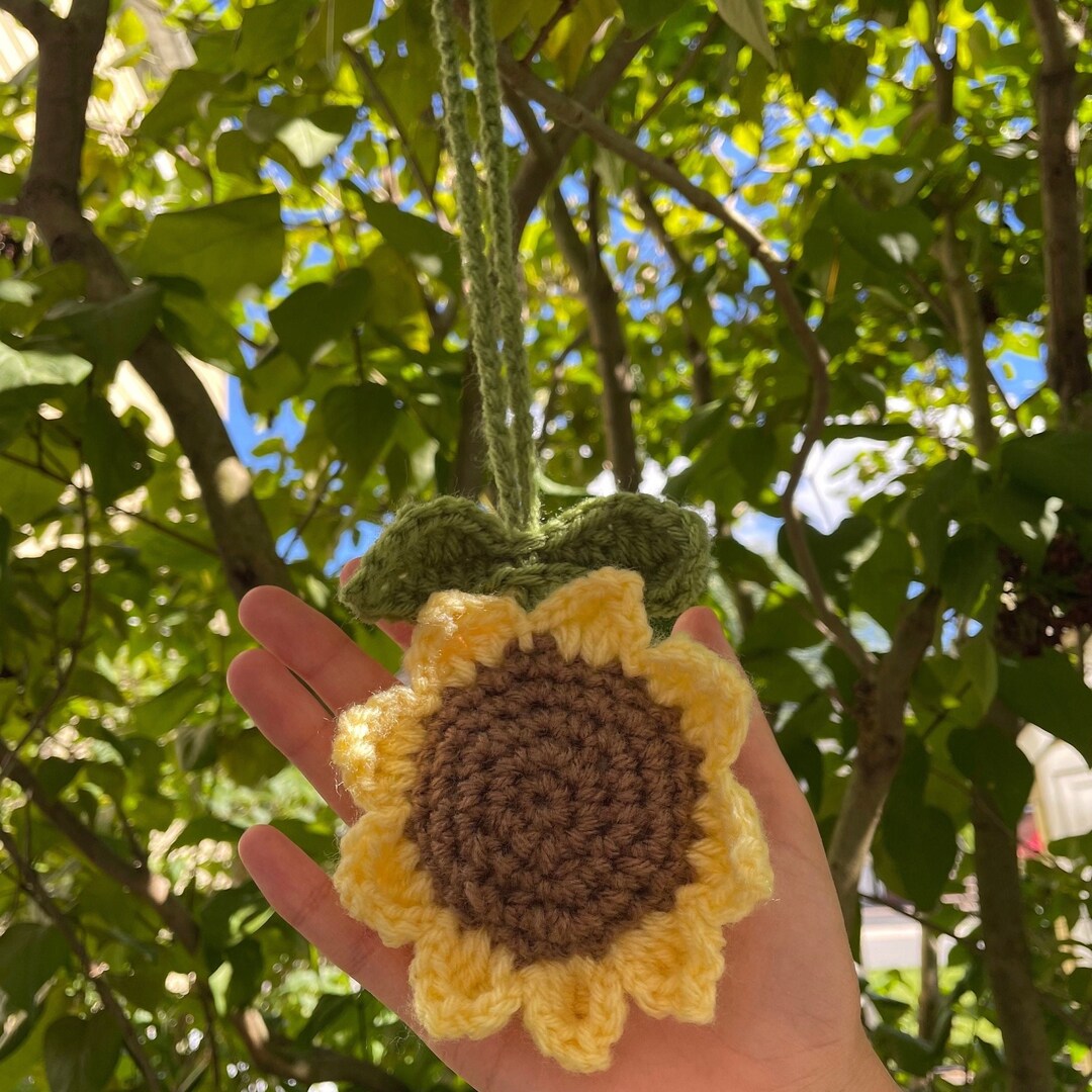 Crochet Sunflower Keychain, Sunflower Bag Charm, Cute Accessory - Etsy
