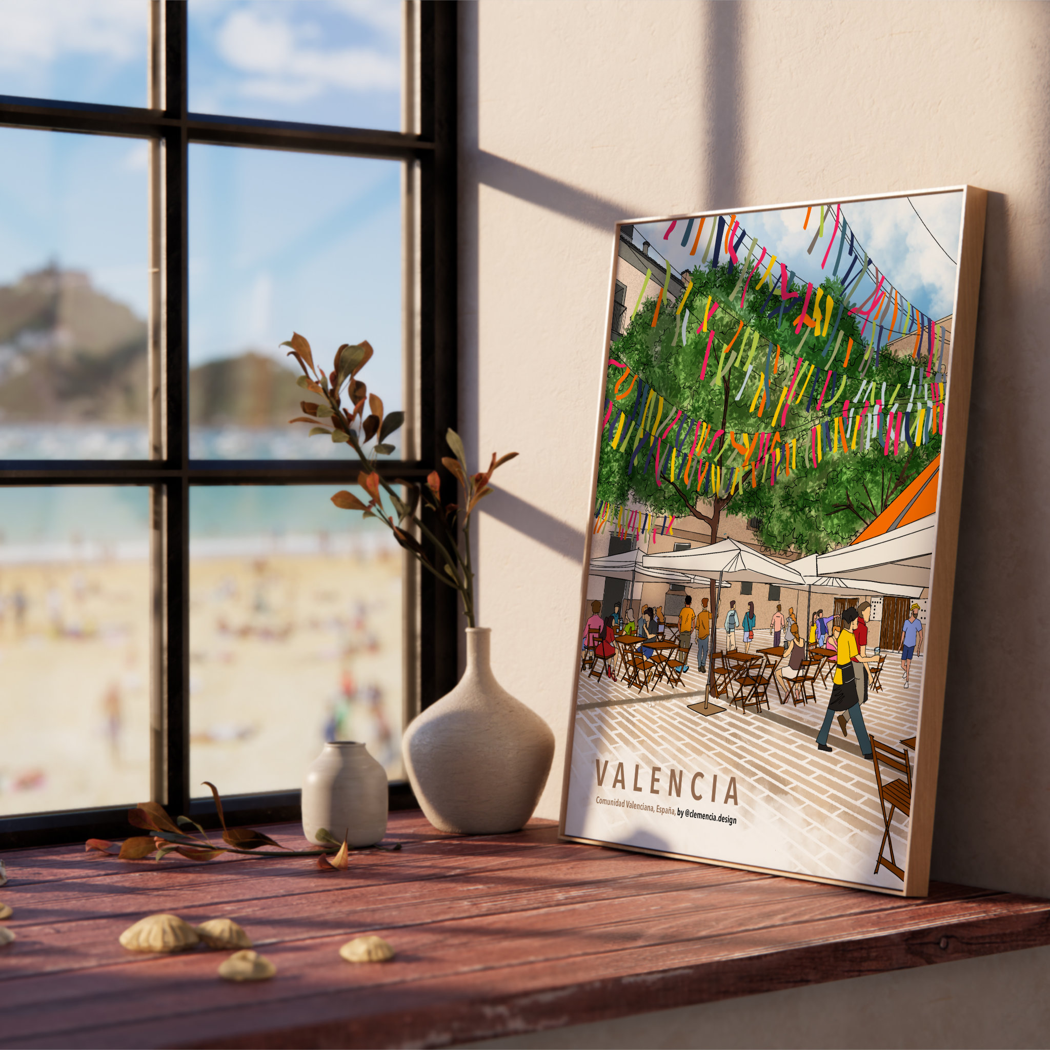 Valencia Place Drawing Print, Valencia Travel Poster, Valencia ...