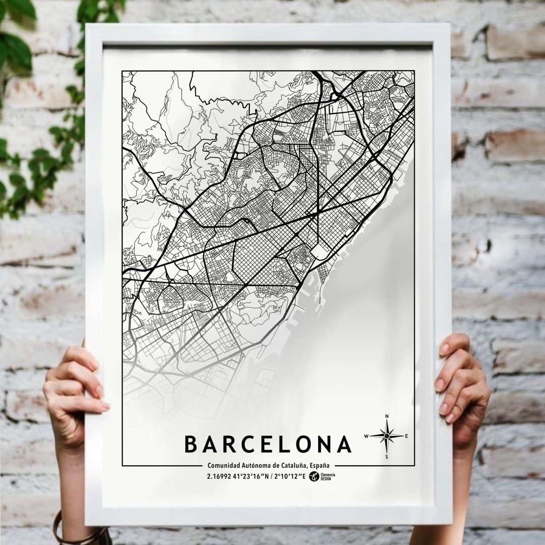 Barcelona Map Poster, Barcelona Map Print, Barcelona Personalized Map ...