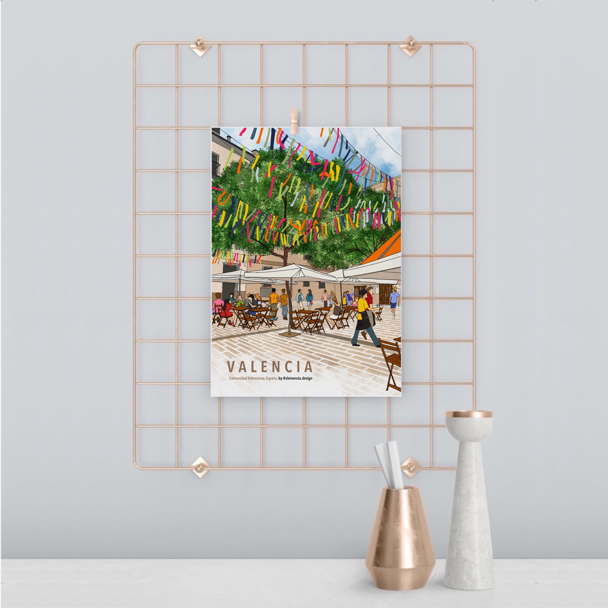 Valencia Place Drawing Print, Valencia Travel Poster, Valencia ...