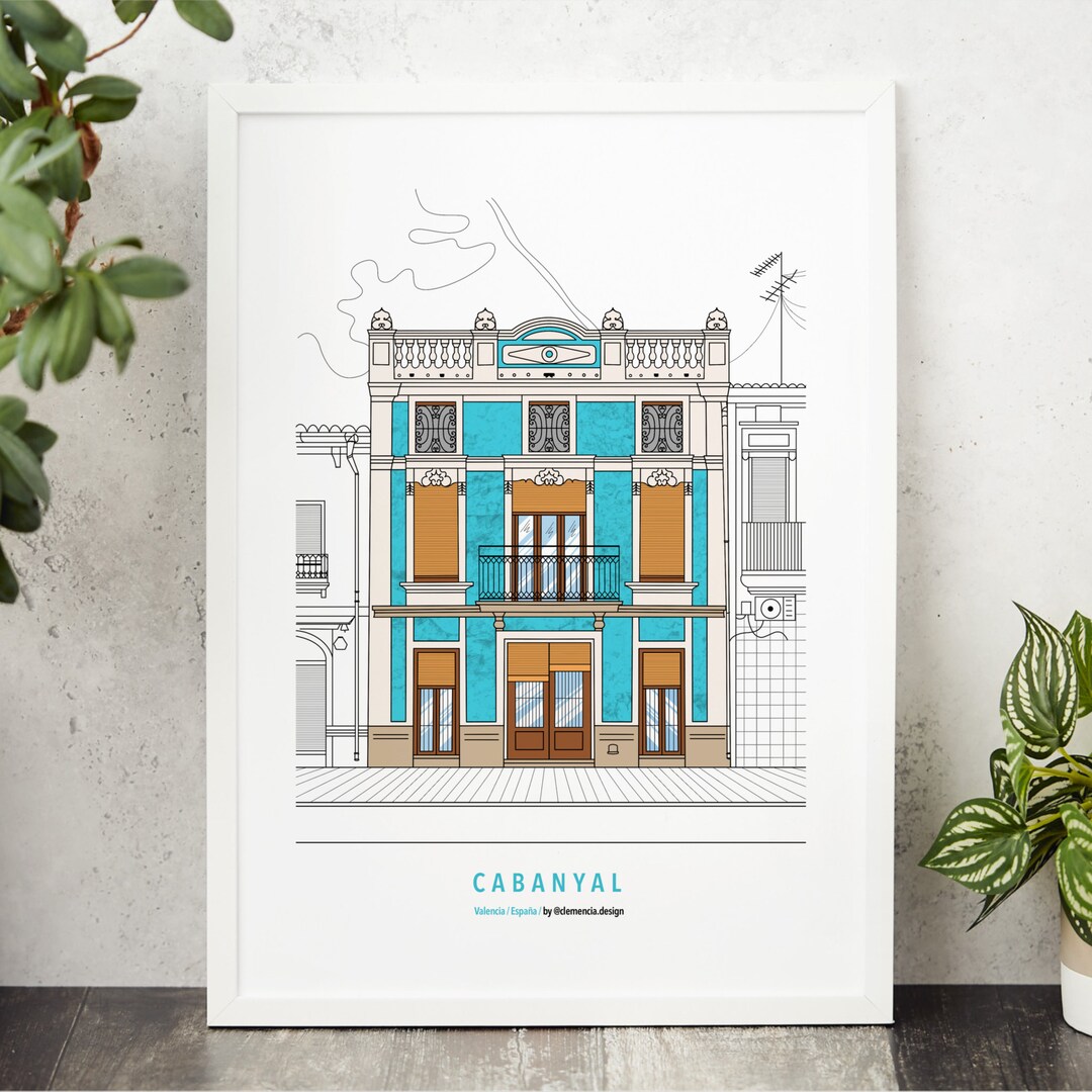 Valencia House Drawing Print, Valencia Travel Poster, Valencia ...