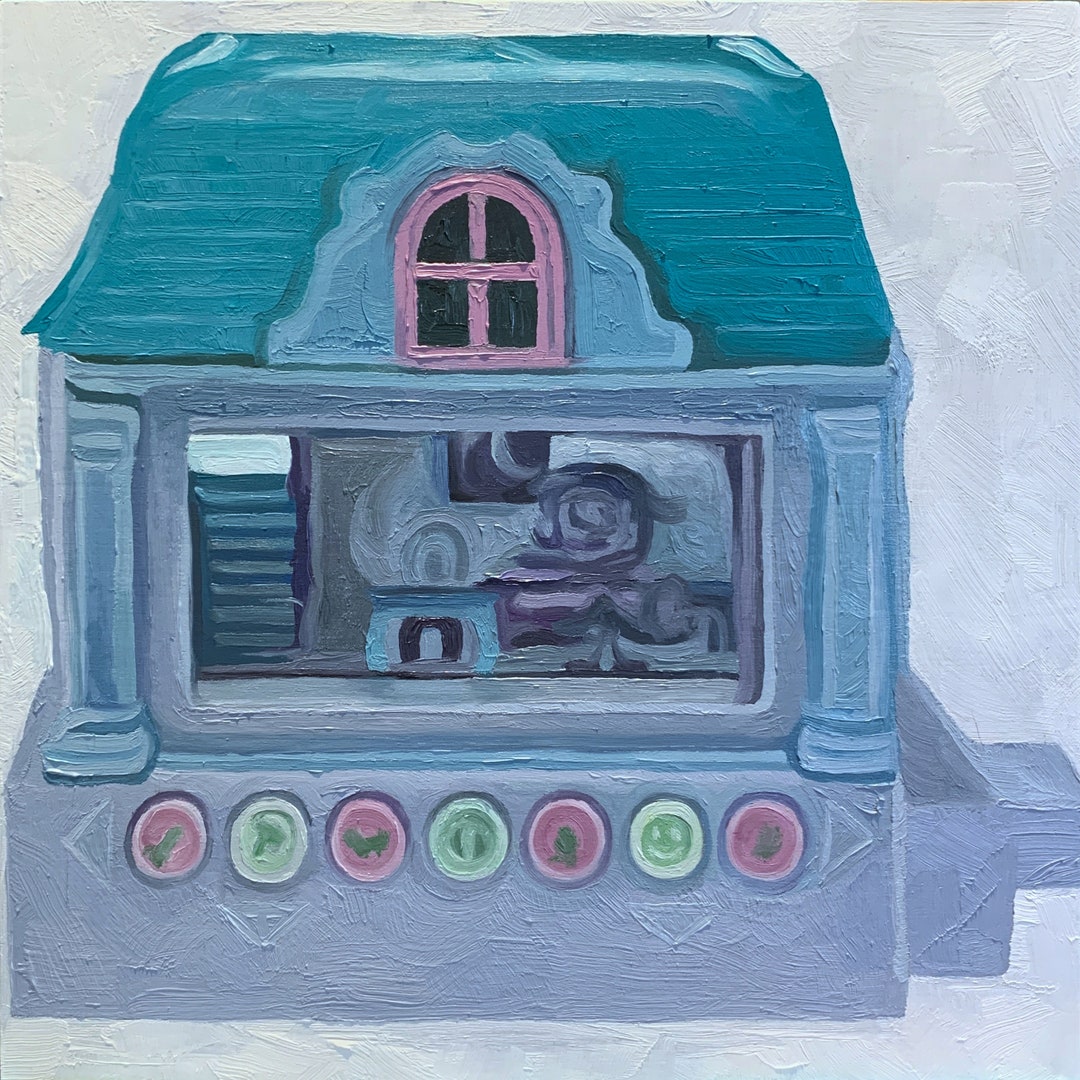 Pixel Chix Painting Oil on Panel Artwork Hand Painted - Etsy
