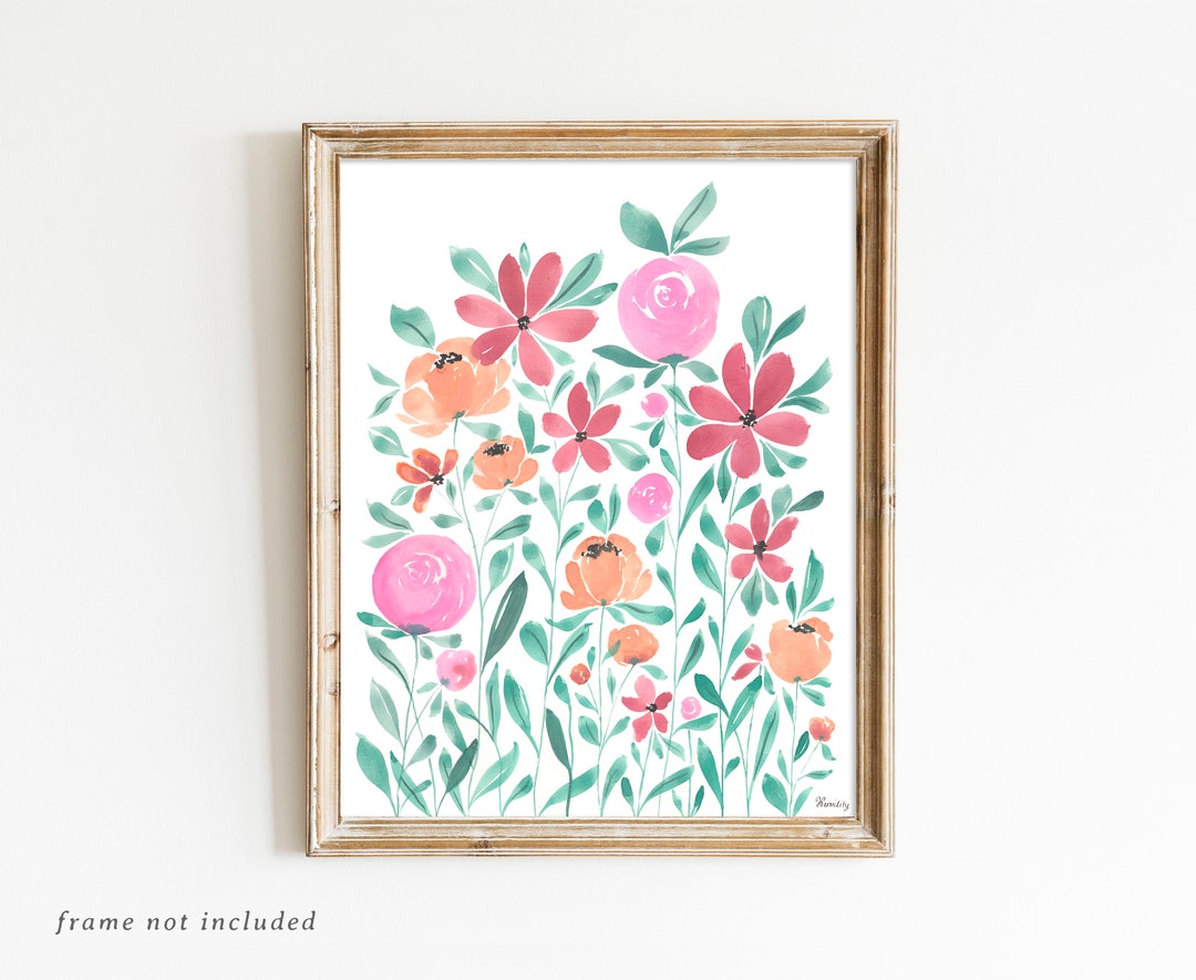 Spring Watercolor Floral Art, Colorful Watercolor Flowers Print, Floral ...